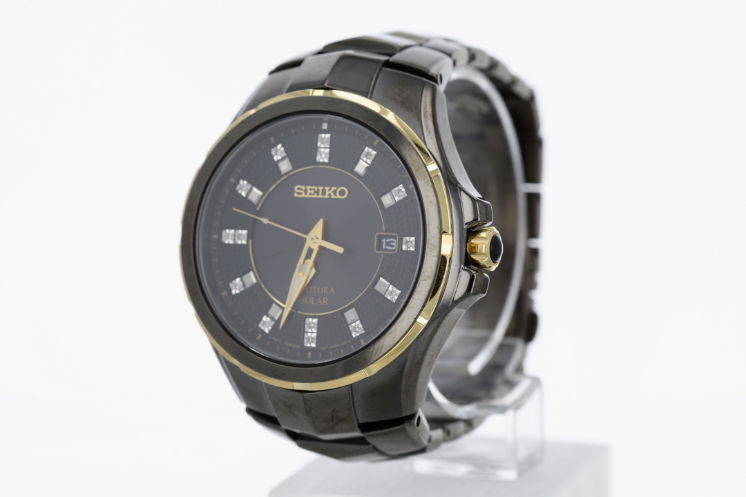 Seiko Coutura Diamond Accent Black Dial 42mm Stainless Steel Men's ...