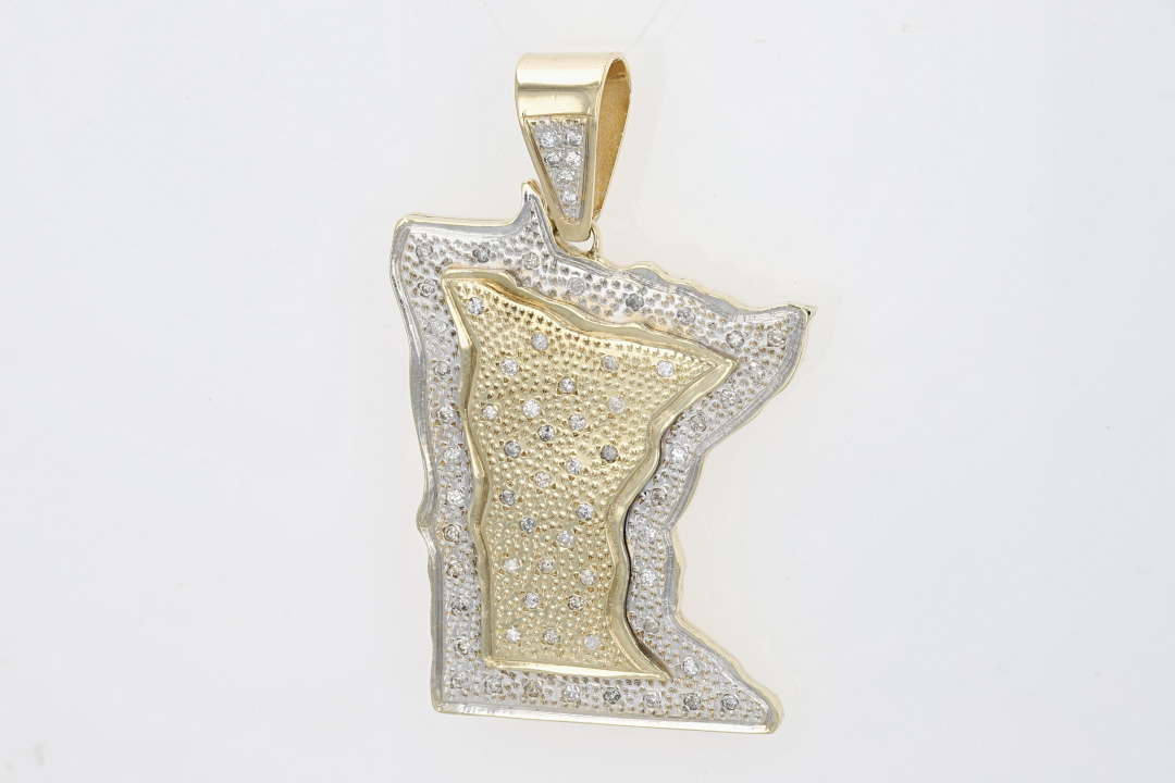 1.43ctw Diamond Minnesota State Pendant w/o Chain 10k Multi-Tone Gold ...