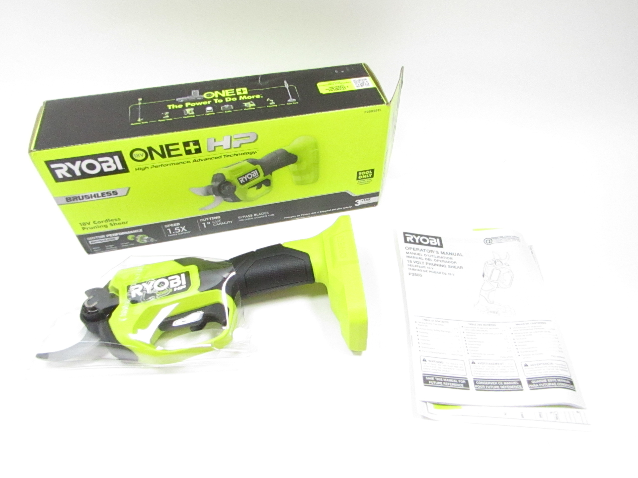 Ryobi P2505BTL ONE + HP 18V Brushless Cordless Pruning Shears 7041