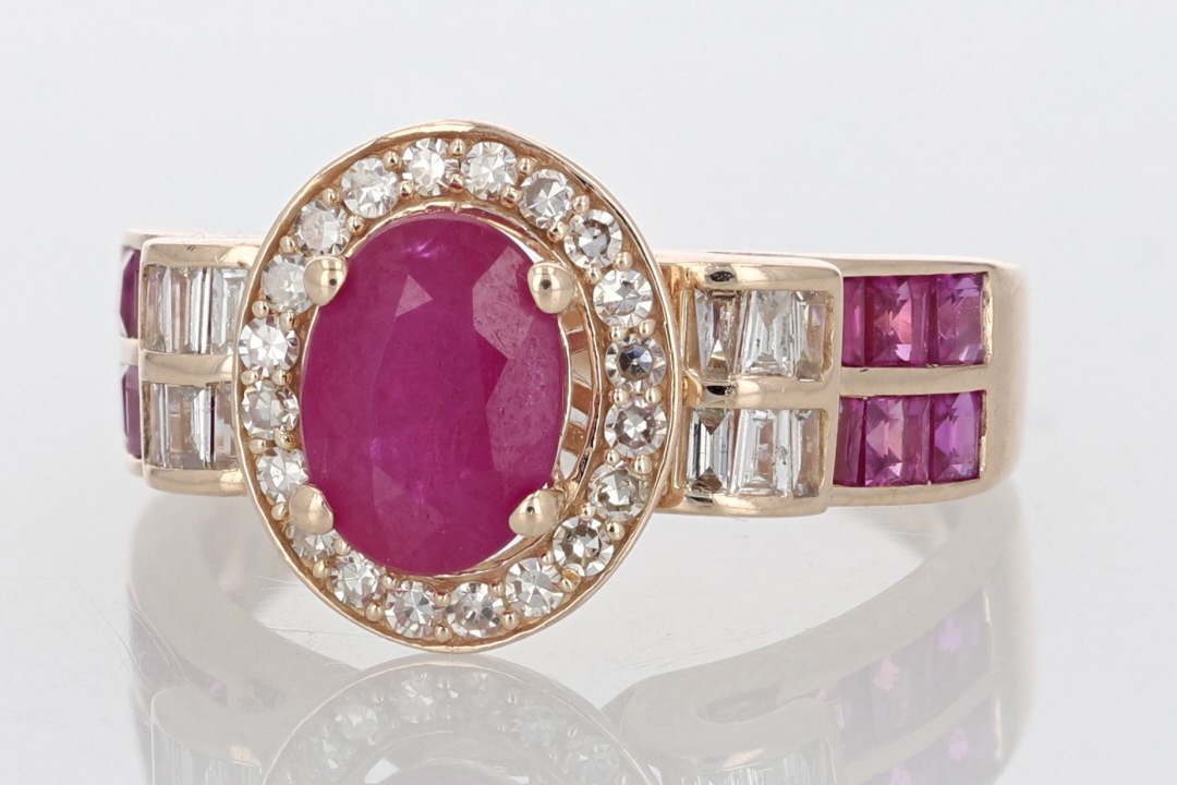 2.29ctw Oval Cut Ruby with Diamond Accents Statement Ring 14k Rose Gold ...