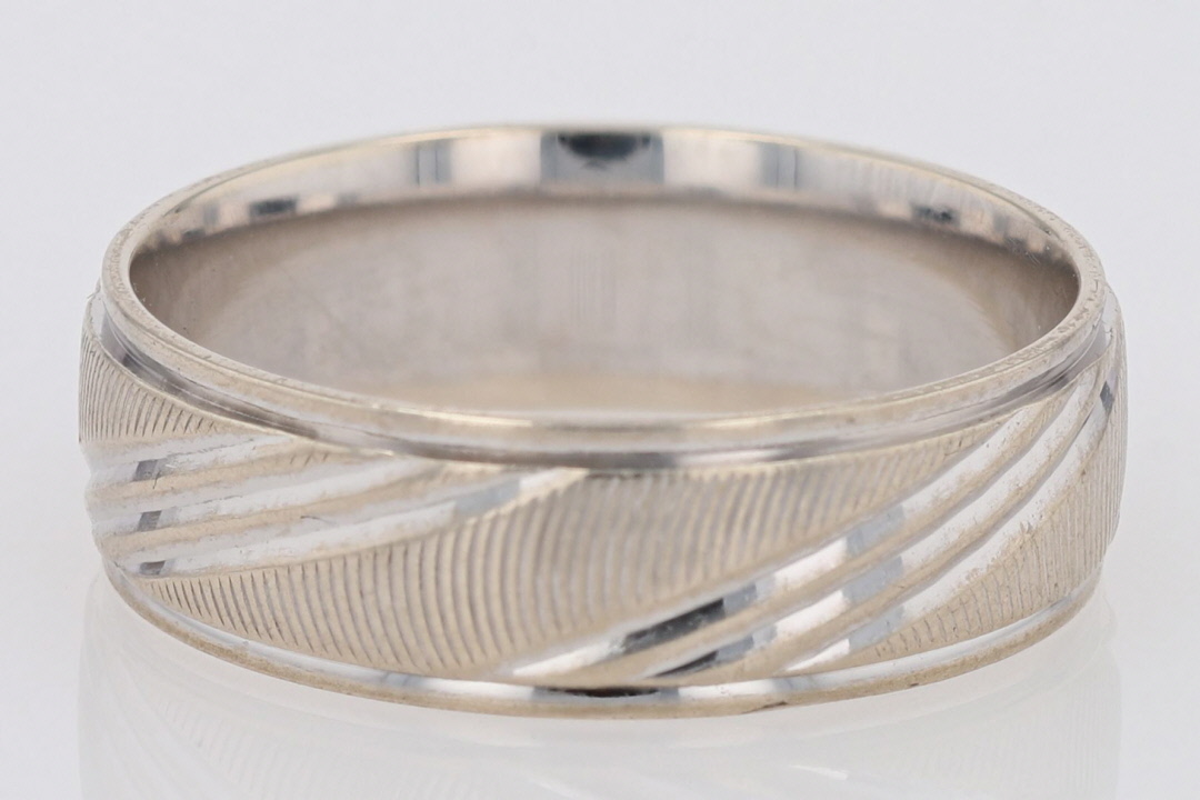 5.9mm Diamond Cut Textured Wedding Band Ring 10k White Gold 3.99 Grams ...