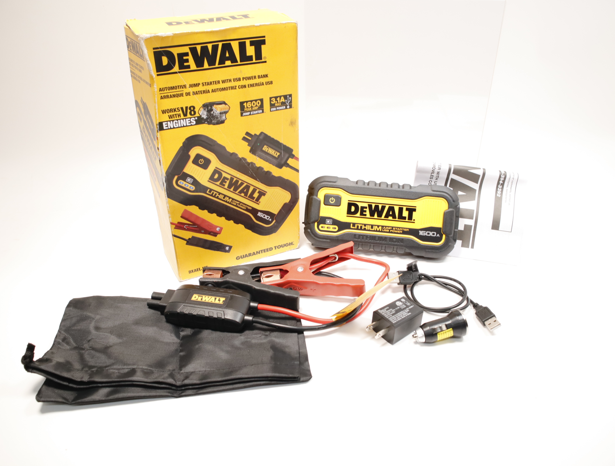 Dewalt DXAELJ16 Lithium Jump Starter USB Power Bank 1600 Peak Amp 3161