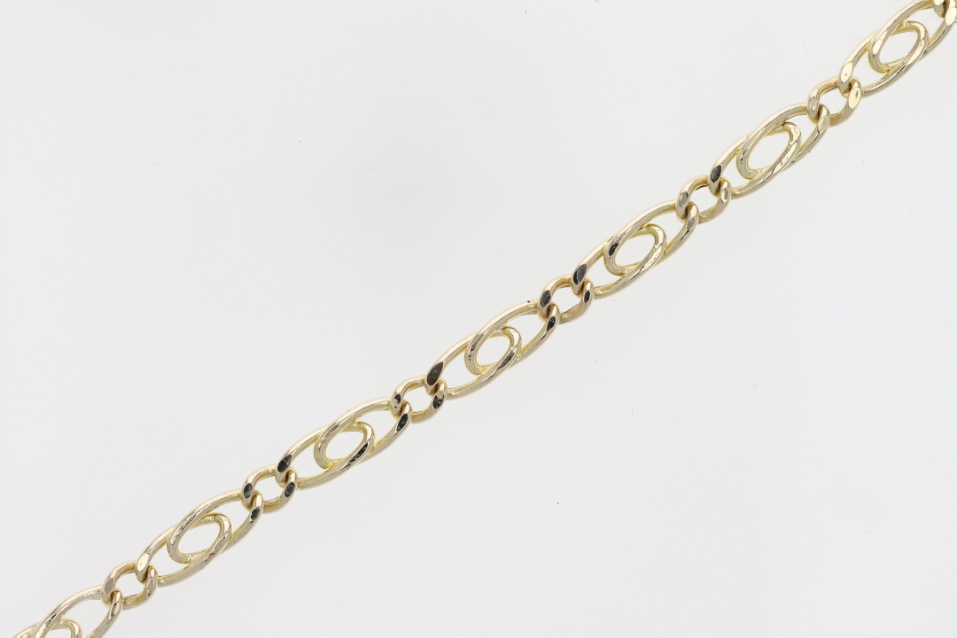 4.4mm Fancy Figaro Link Chain 24.25" Necklace 14k Yellow Gold 10.10 Grams