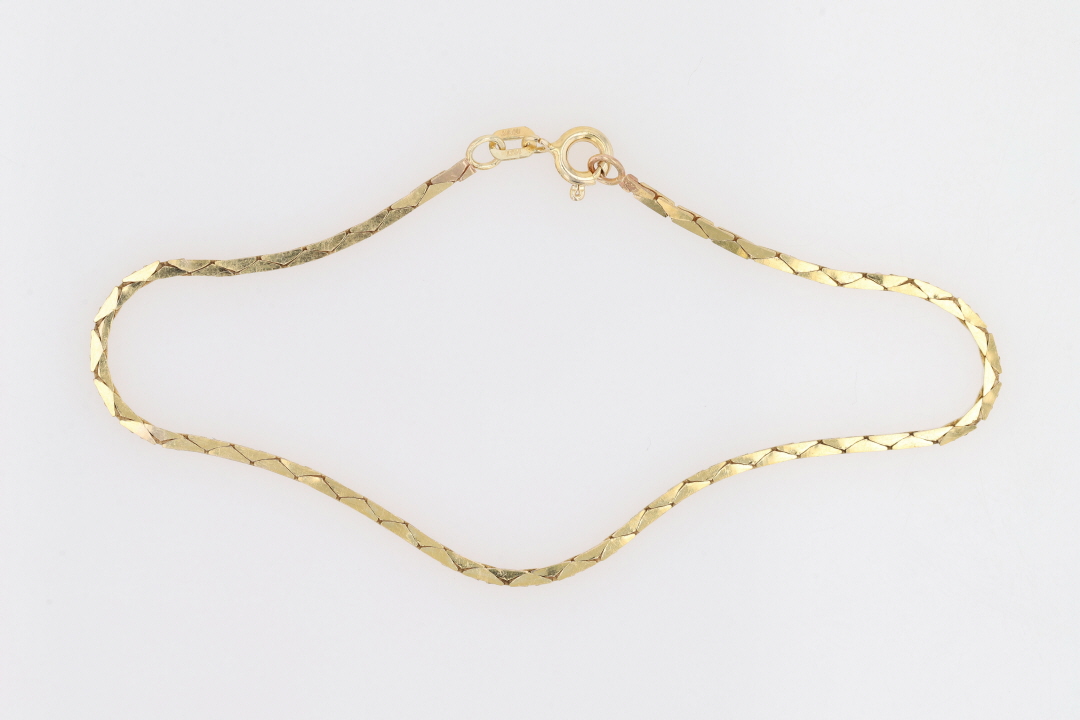 1.3mm Cobra Link Chain 7" Bracelet 14k Yellow Gold Italy 1.86 Grams