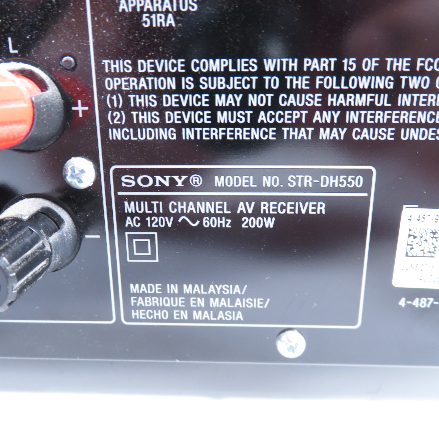 Sony STR-DH550 5.2-Channel 4K Video Pass-Through BRAVIA Sync AV Receiver