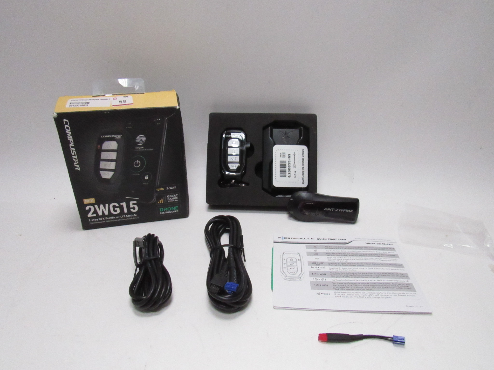 Compustar RFX-2WG15-FM 4-Button 2-Way LED Remote RF Kit 3000' Range w ...
