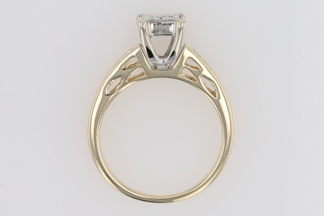 .83ctw Princess Cut Diamond Cluster Engagement Ring 14k Yellow Gold Size 7