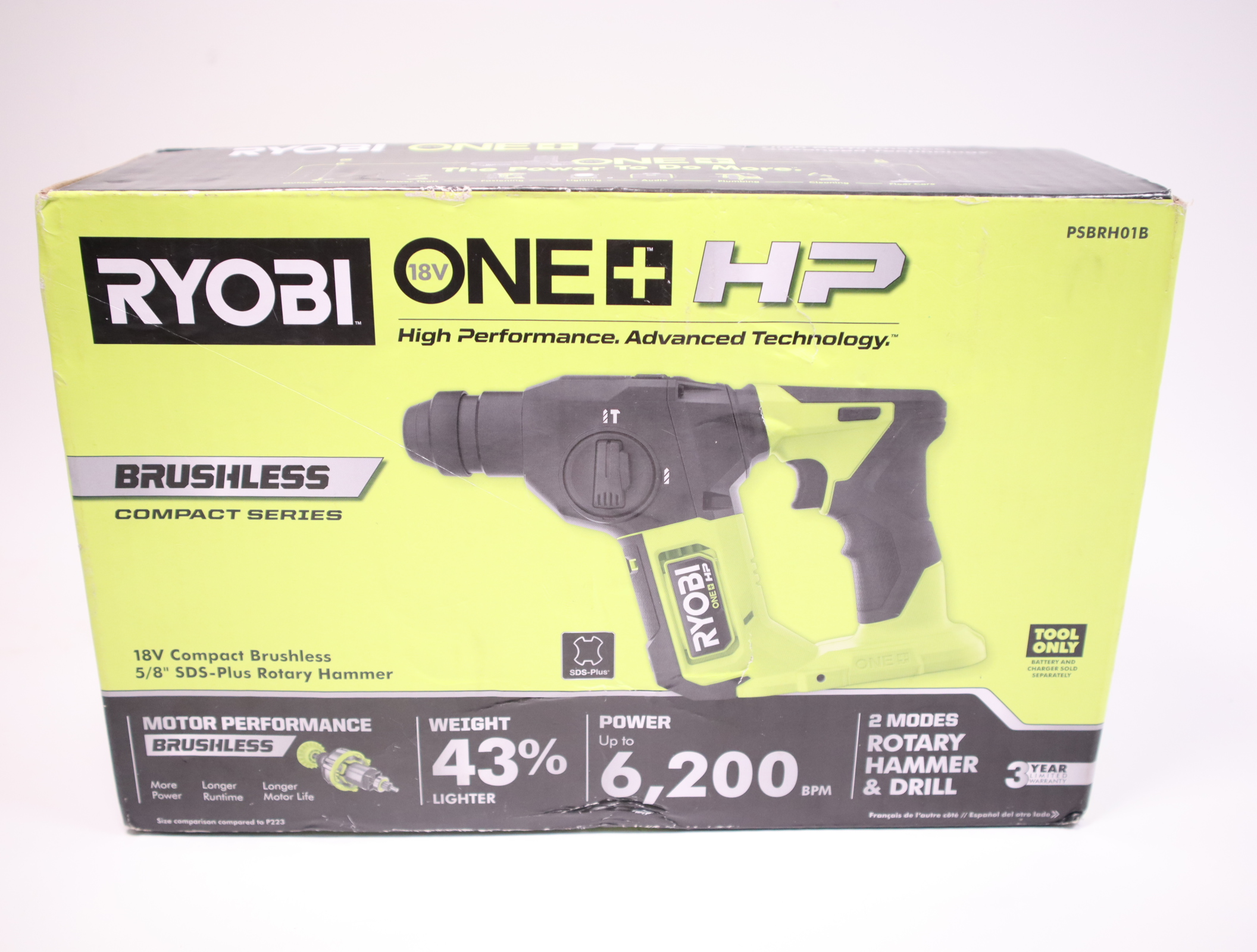 Ryobi PSBRH018 Cordless 5/8" SDS Plus Rotary Hammer Tool Only 18V