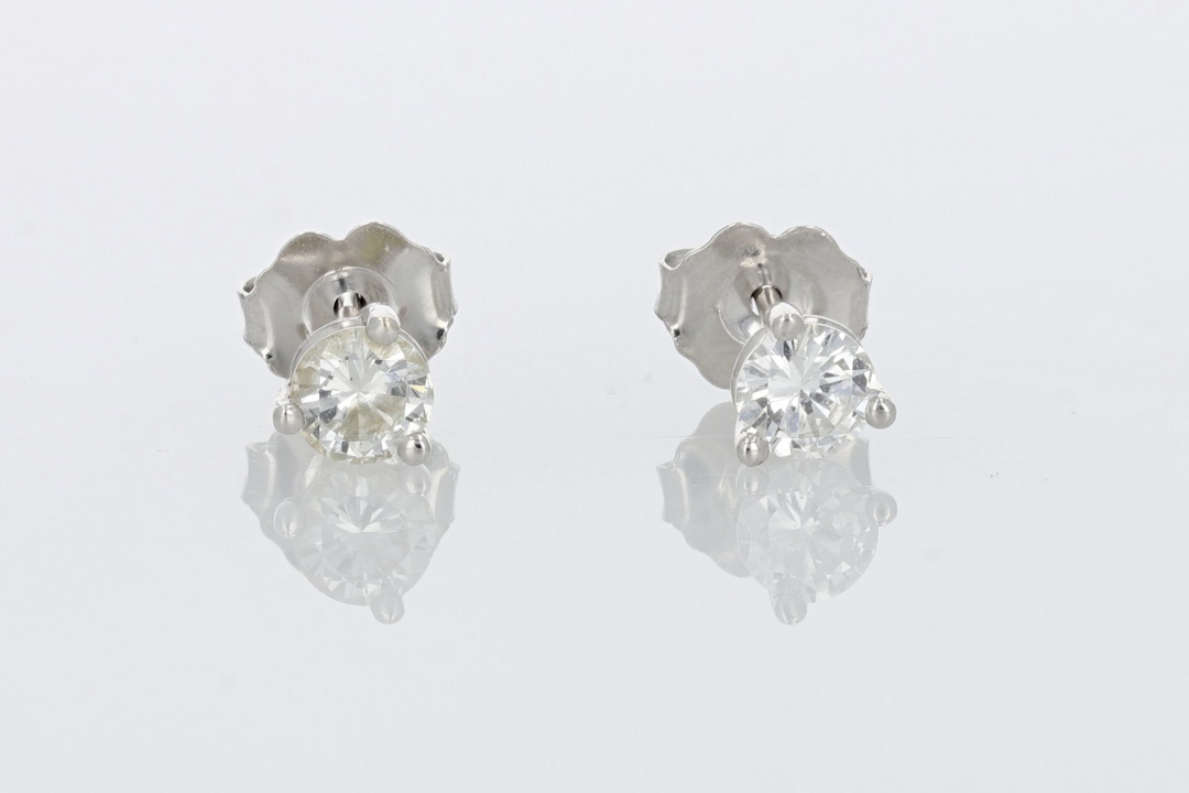 .52ctw Round Cut Diamond Solitaire Stud Pair Earrings 14k White Gold ...