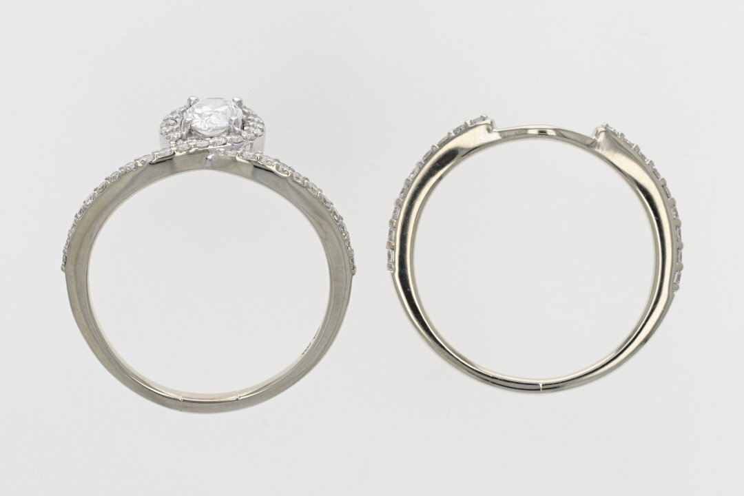 1.10ctw Diamond Solitaire with Accents Wedding Set Rings 14k White Gold ...