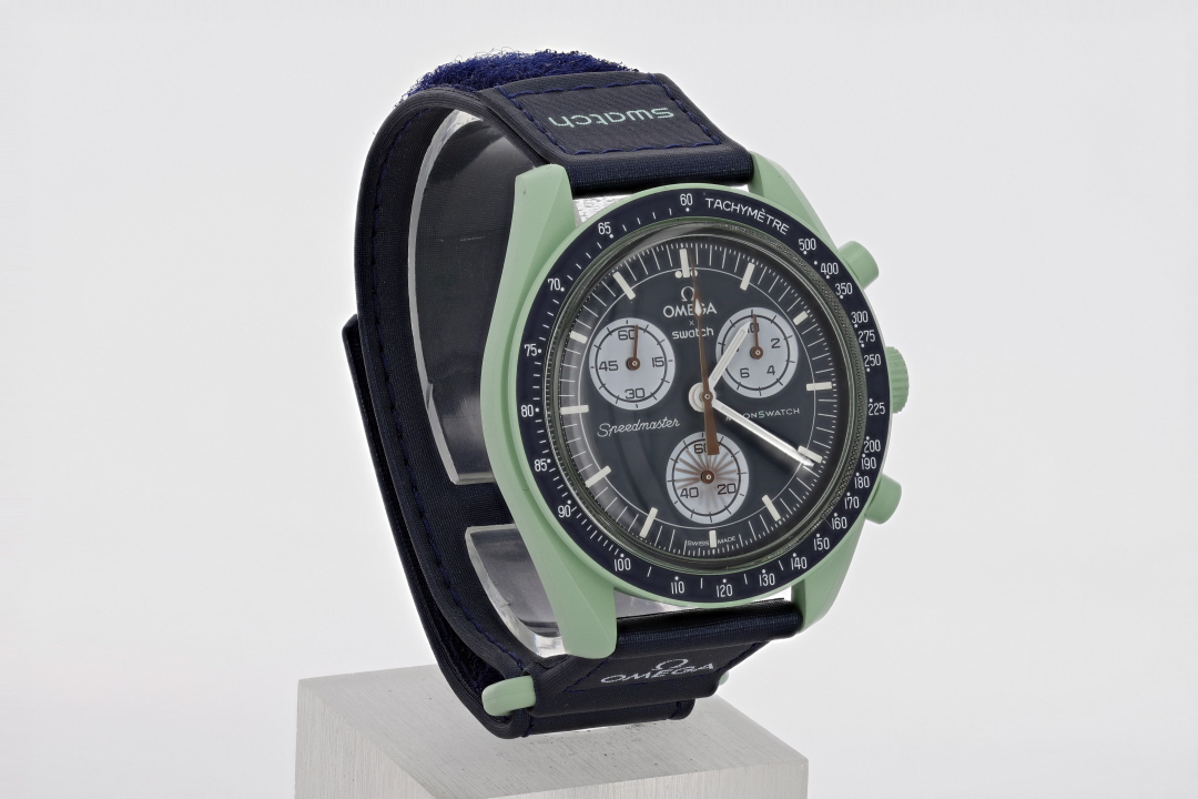 Swatch Bioceramic Moonswatch Mission on Earth Blue Dial Men's Wristwatch