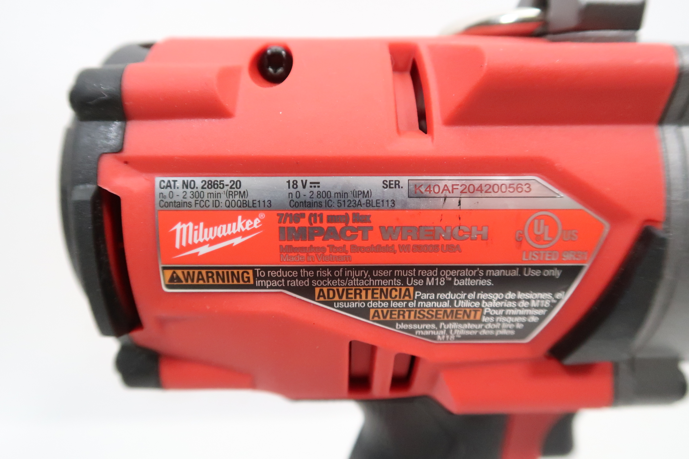 Milwaukee 2865-20 18V Li-Ion Cordless 7/16" Hex High Torque Impact Wrench