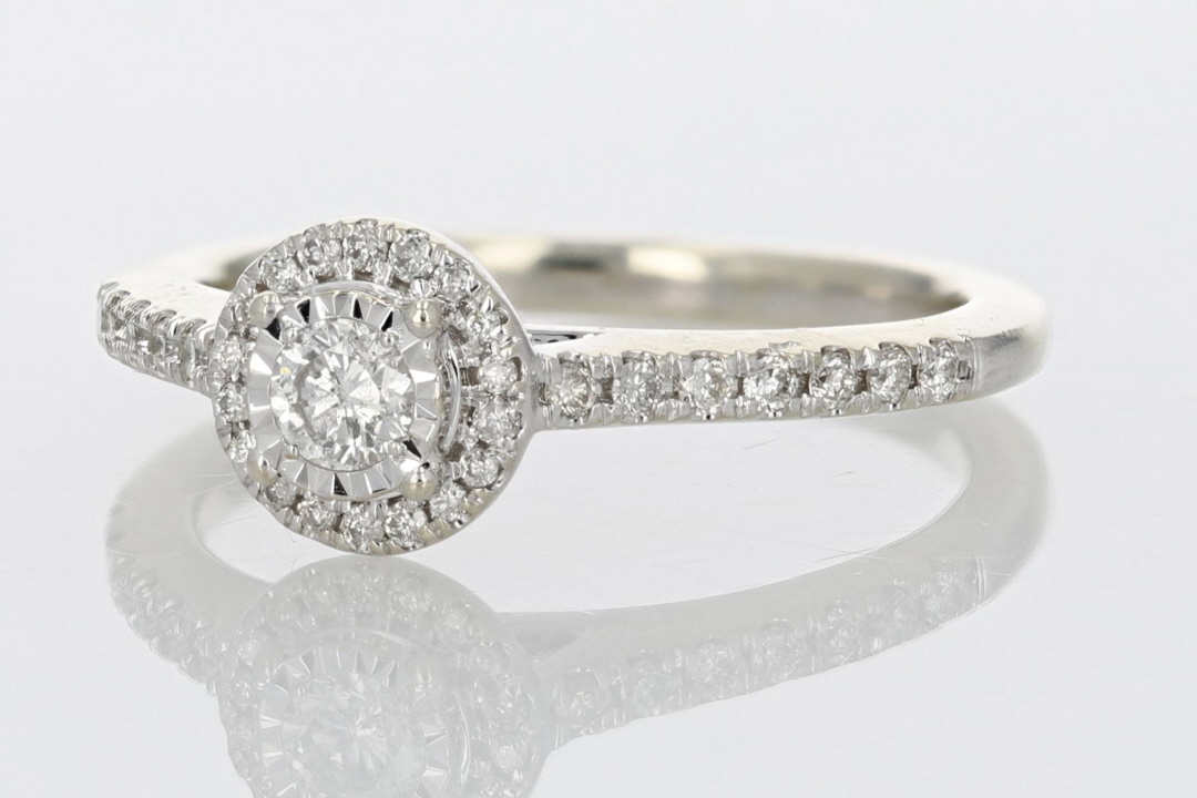 .52ctw Round Cut Diamond Halo Engagement Ring 10k White Gold Size 7