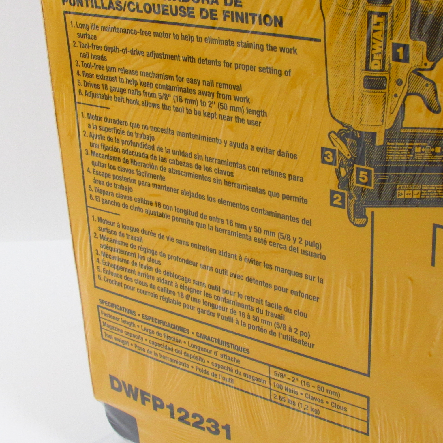 DeWalt DWFP12231 18-Gauge 2'' Air Pneumatic Brad Nailer