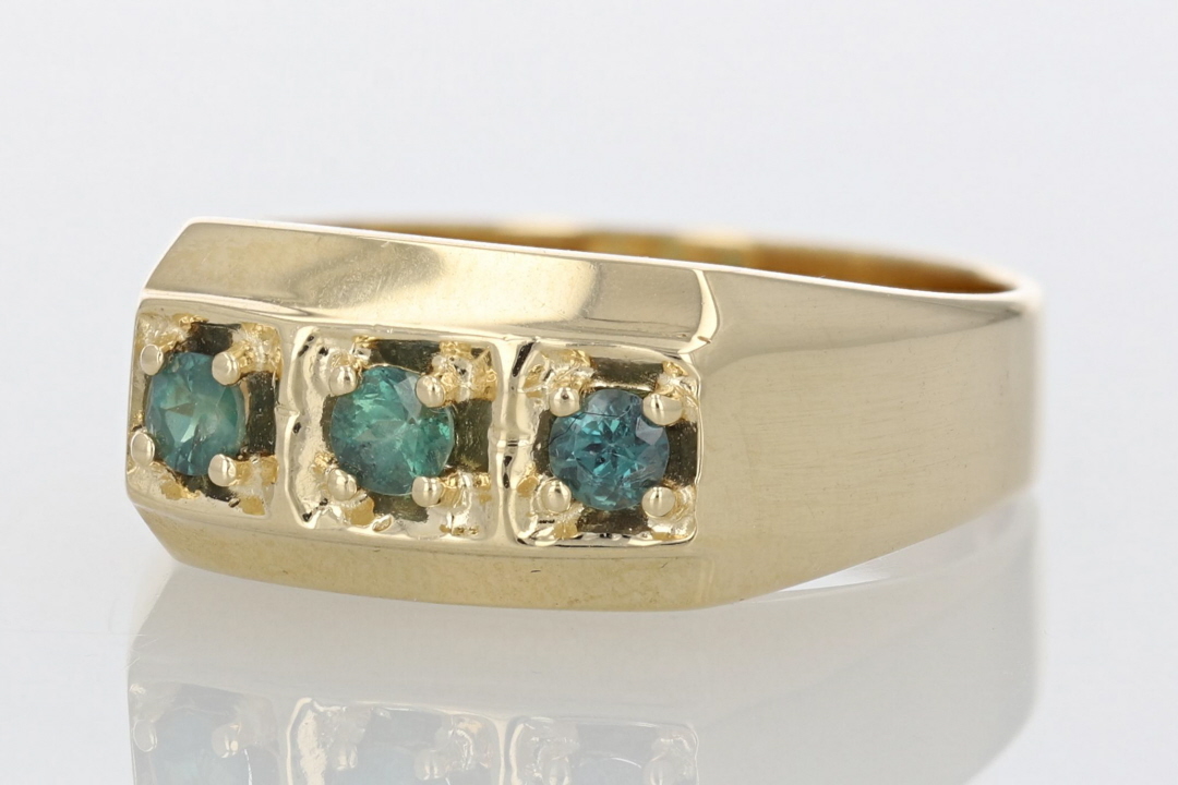 .34ctw Round Alexandrite Three-Stone Statement Ring 14k Yellow Gold ...