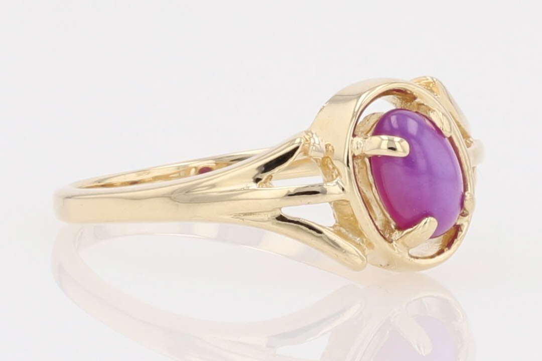 .57ct Oval Lab-Created Star Ruby Solitaire Statement Ring 14k Yellow ...