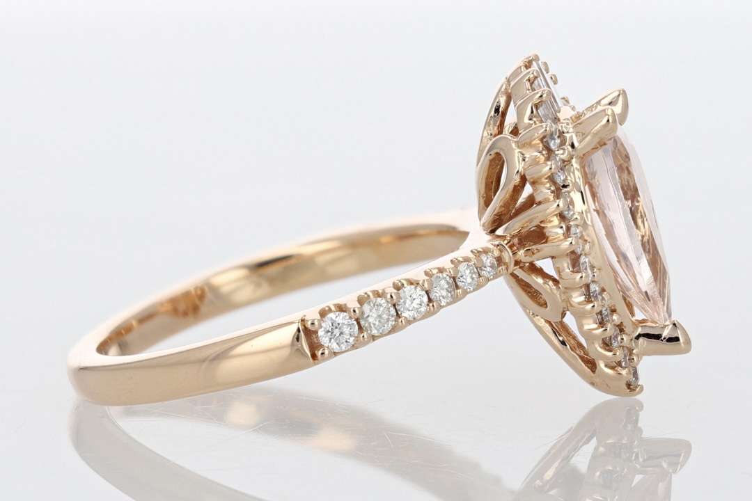 1.84ctw Pear Shaped Morganite with Diamonds Engagement Ring 14k Rose ...