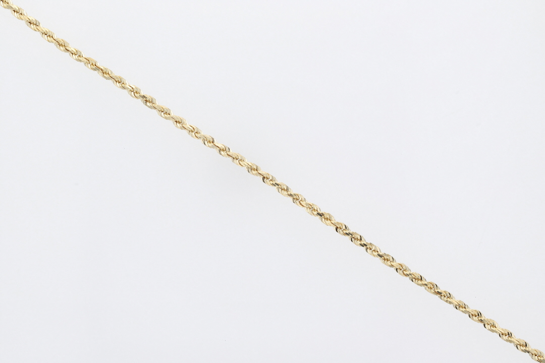 2.2mm Rope Link Chain 18.25" Necklace 14k Yellow Gold 8.57 Grams