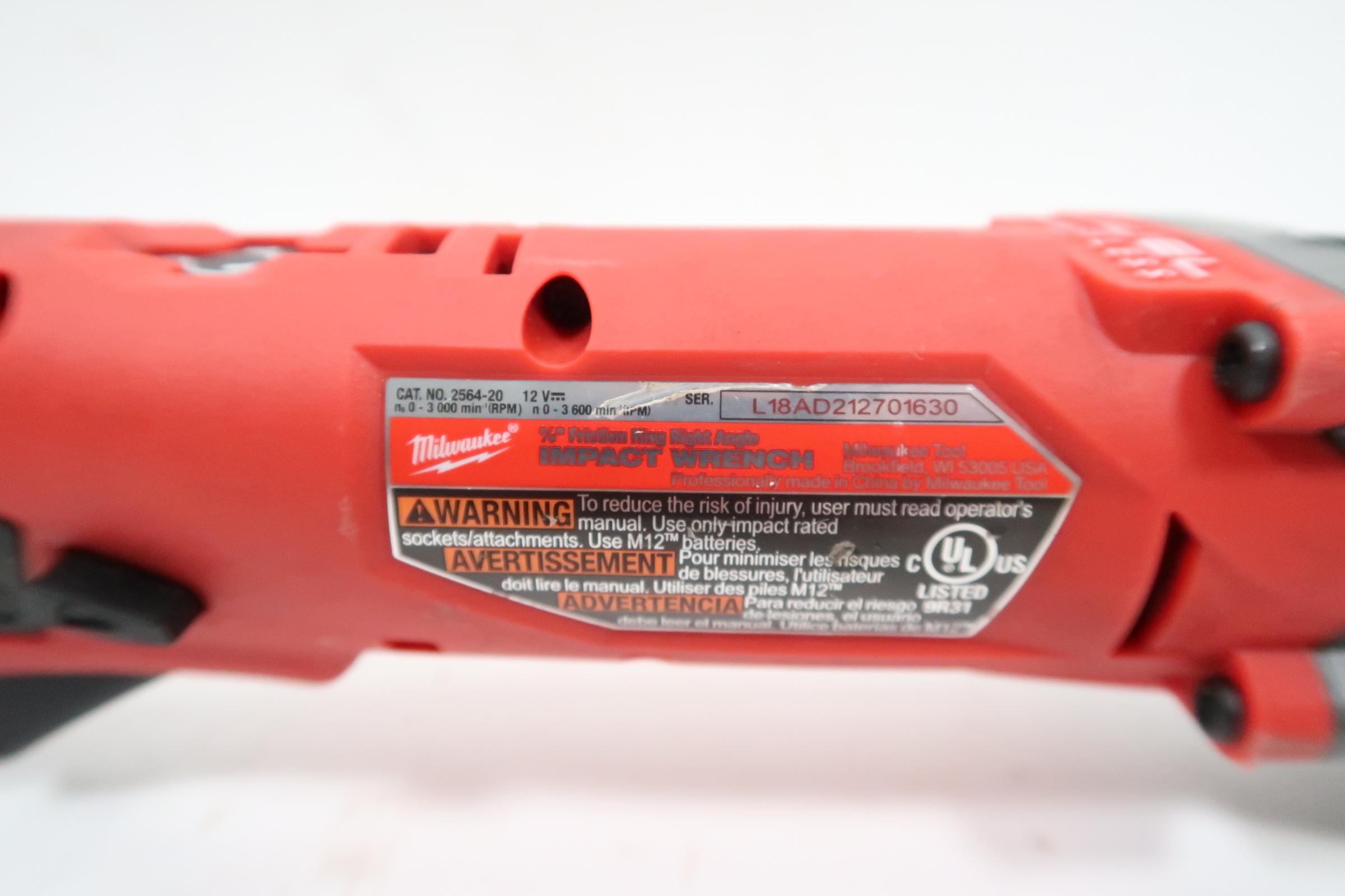 Milwaukee 2564-20 12V Li-Ion Brushless Cordless 3/8" Right Angle Impact ...