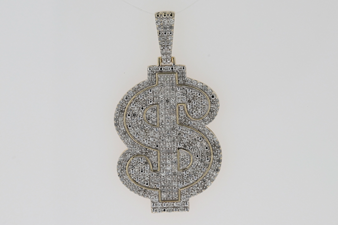1.86ctw Round Diamond Dollar Symbol Pendant without Chain 10k Multi ...
