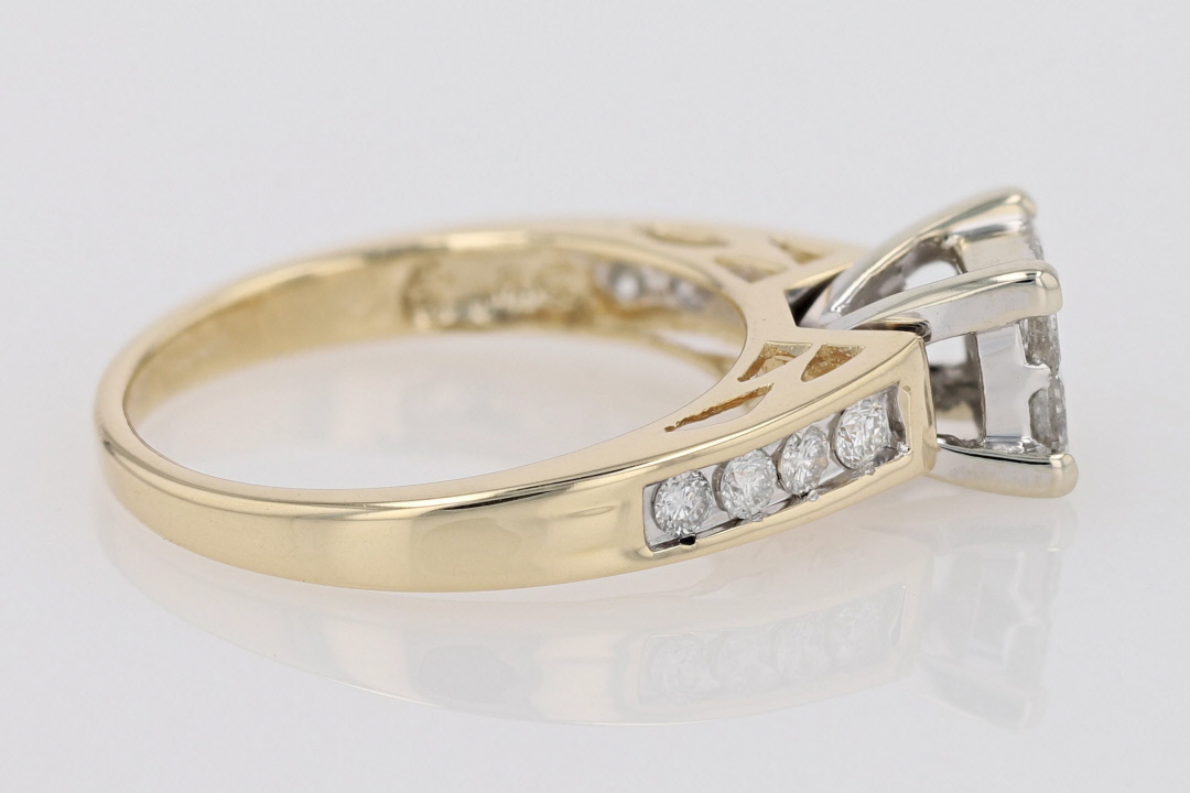 .83ctw Princess Cut Diamond Cluster Engagement Ring 14k Yellow Gold Size 7