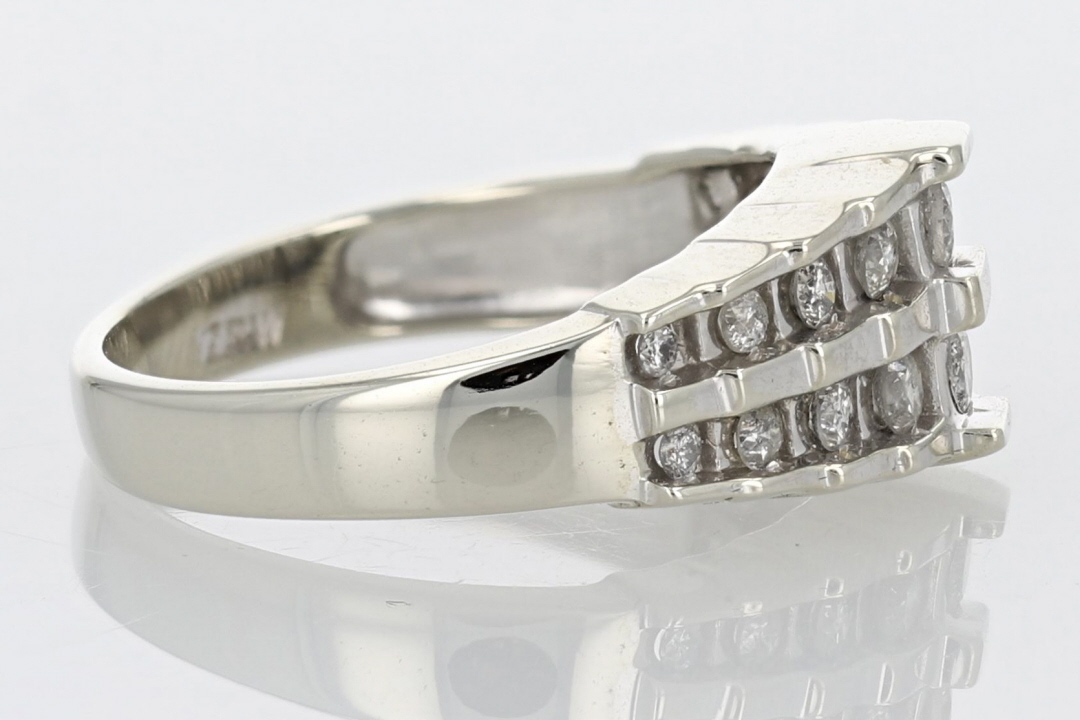 .57ctw Diamond Double Row Channel-Set Wedding Band Ring 10K White Gold ...