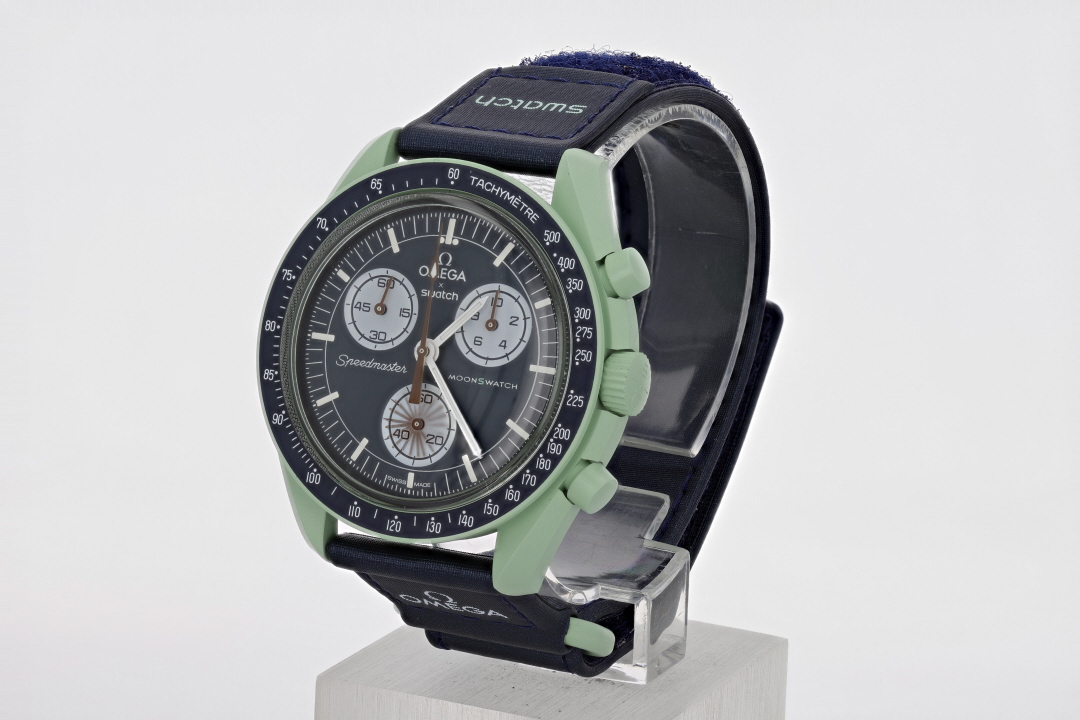 Swatch Bioceramic Moonswatch Mission on Earth Blue Dial Men's Wristwatch