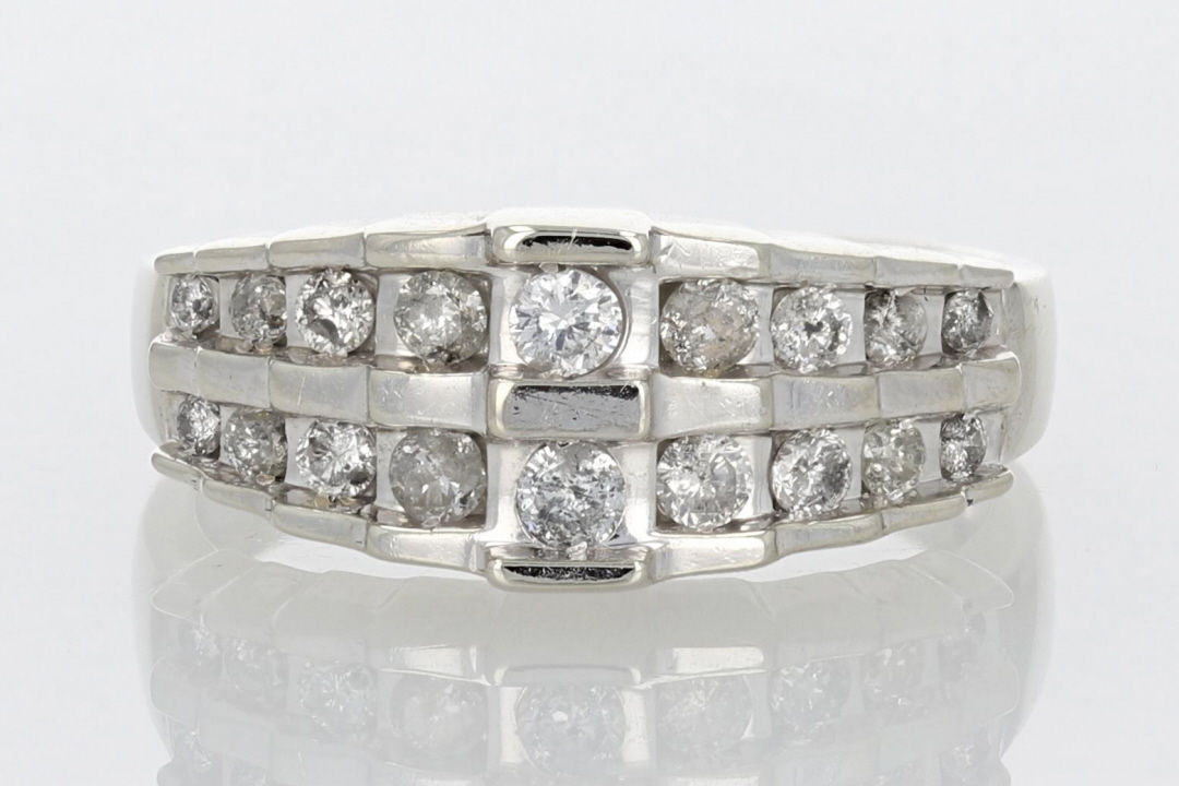 .57ctw Diamond Double Row Channel-Set Wedding Band Ring 10K White Gold ...