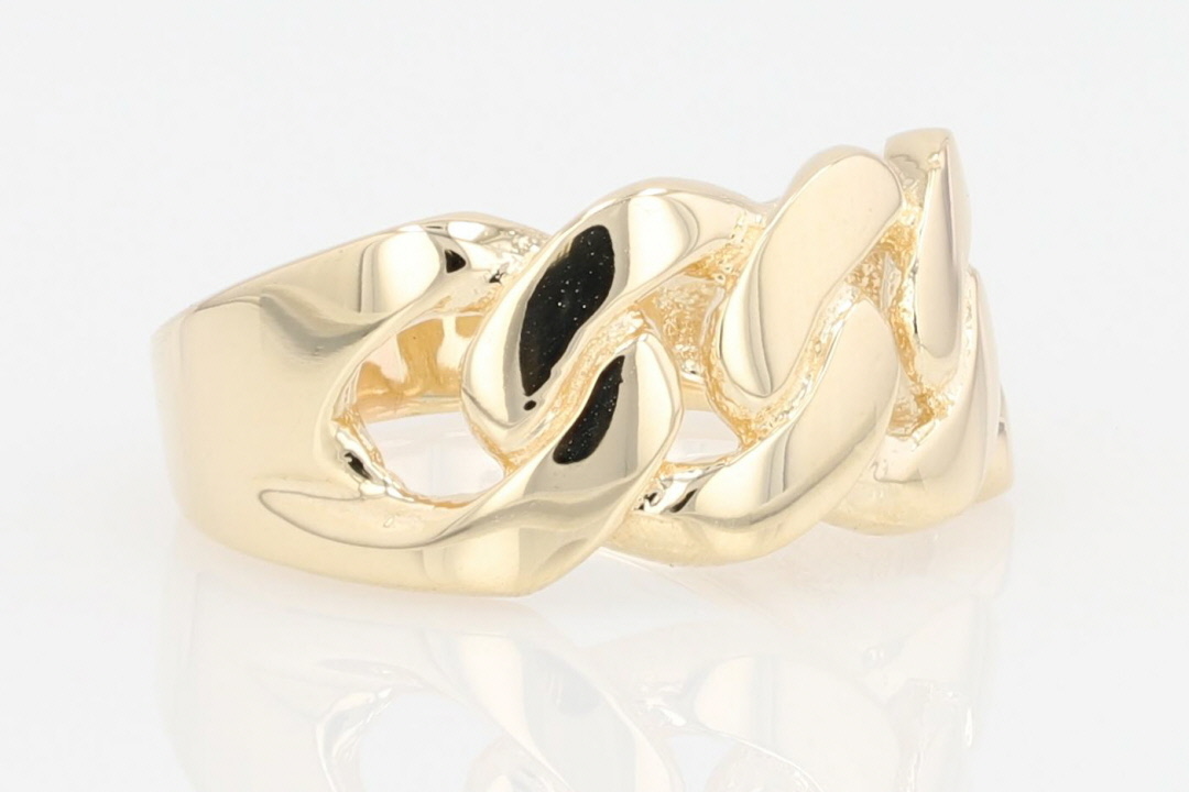 11.6mm Curb Link Chain Pattern Band Ring 14k Yellow Gold 9.48 Grams Size 11