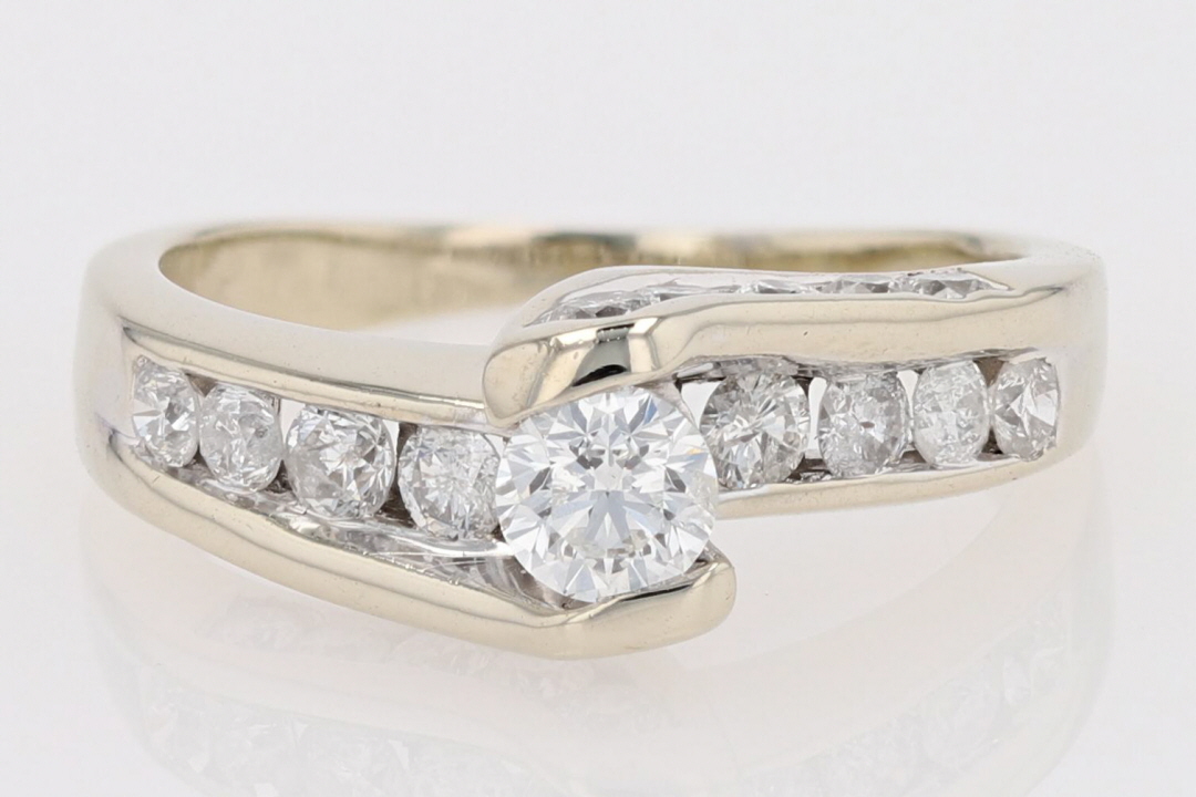 1.04ctw Diamond Solitaire with Accents Engagement Ring 14k White Gold ...