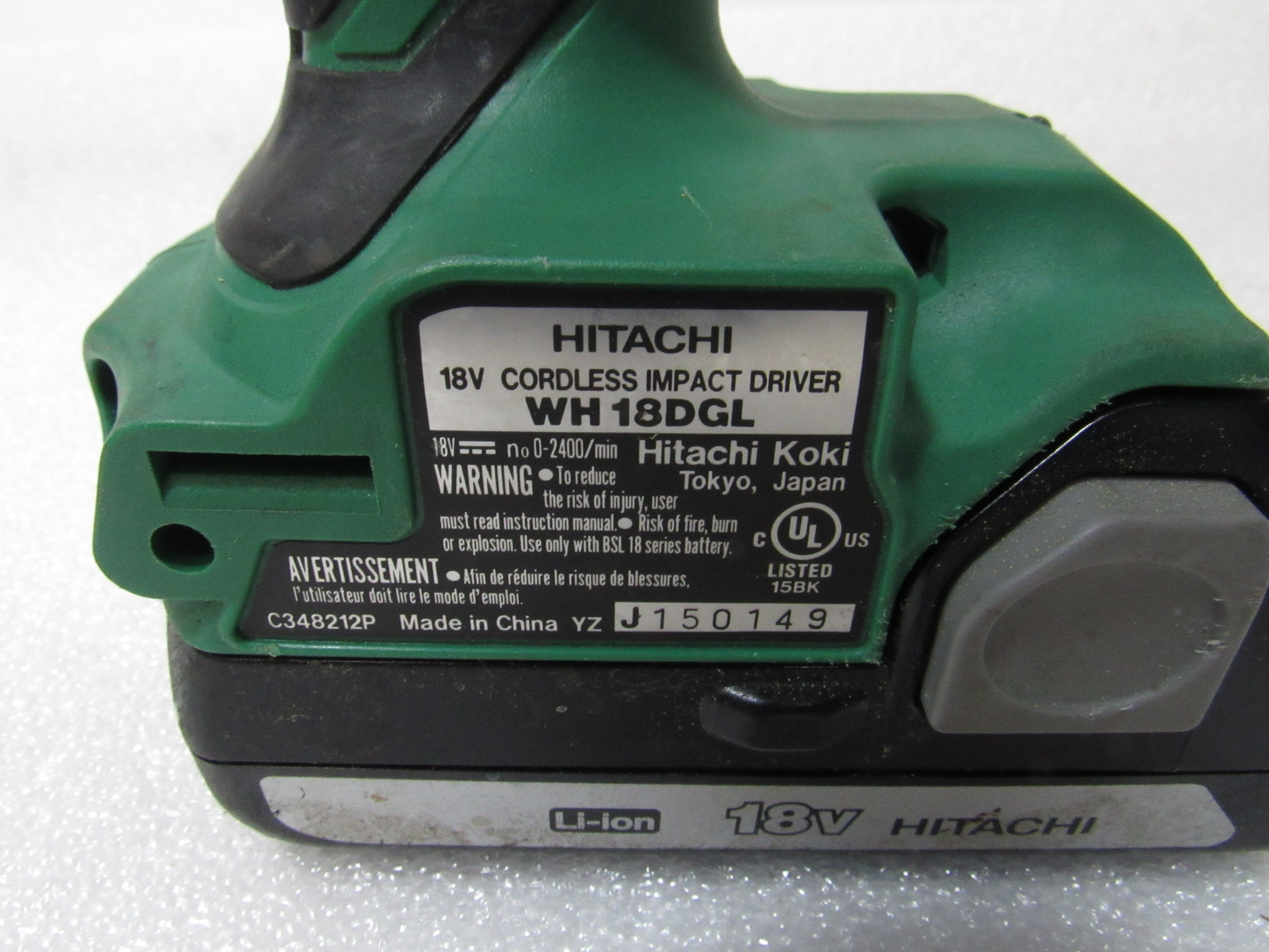 Hitachi WH18DGL 18V 1/4" Lithium Ion Impact Driver