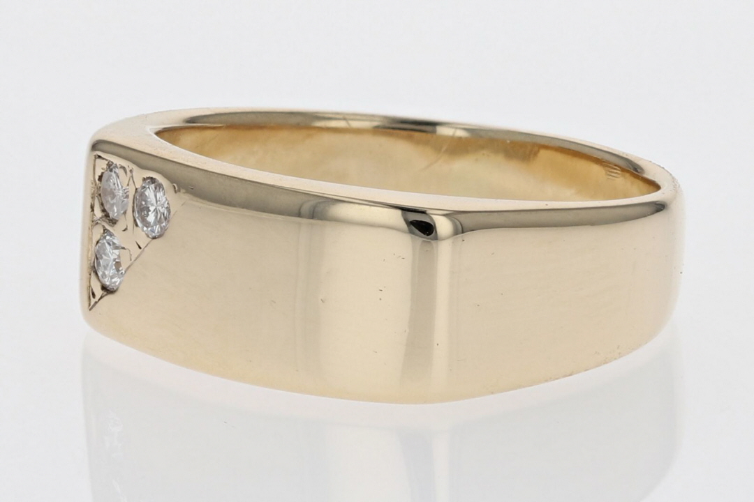 .20ctw Round Cut Diamond Cluster Men's Signet Ring 14k Yellow Gold Size ...