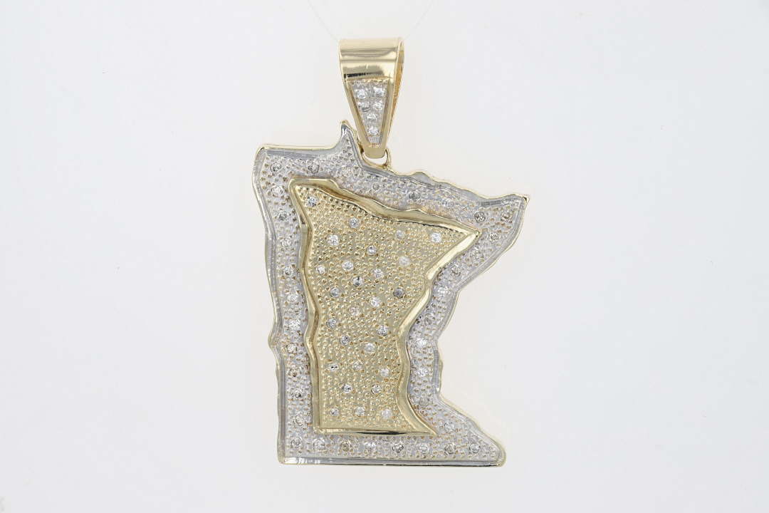 1.43ctw Diamond Minnesota State Pendant w/o Chain 10k Multi-Tone Gold ...