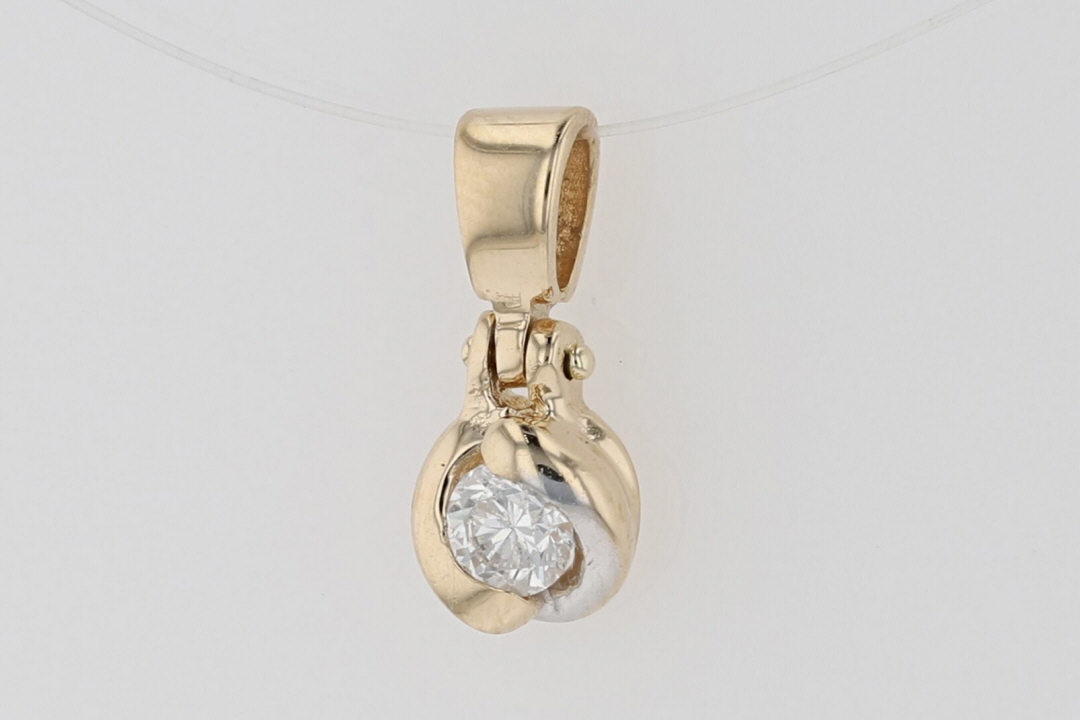 .21ct Round Cut Diamond Solitaire Pendant without Chain 14k Multi-Tone Gold