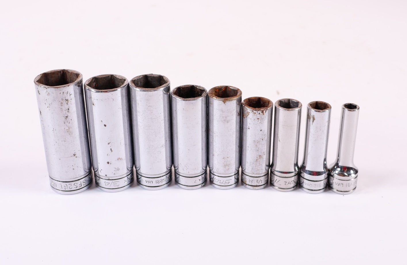 Snap-on Tools 9pc 3/8" Drive 6-Point SAE Flank Drive Deep Socket Set