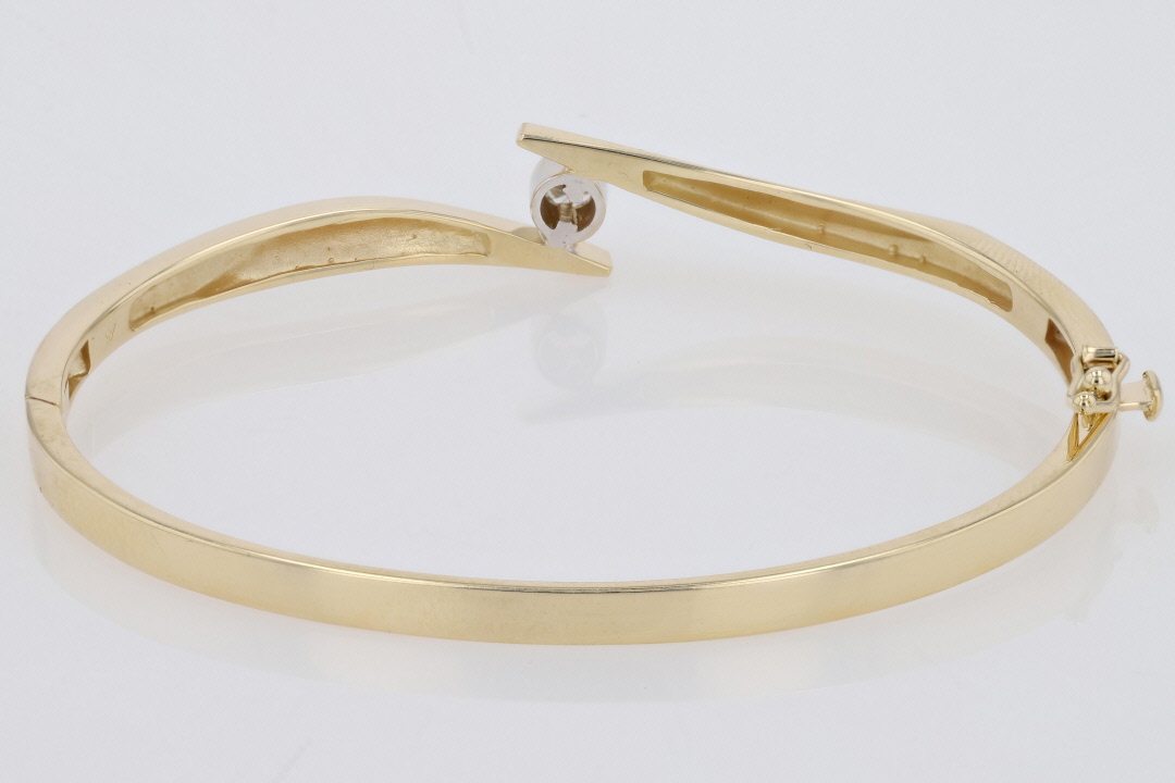 .25ct Round Cut Diamond Solitaire Bangle 6.75" Bracelet 14k Multi-Tone Gold