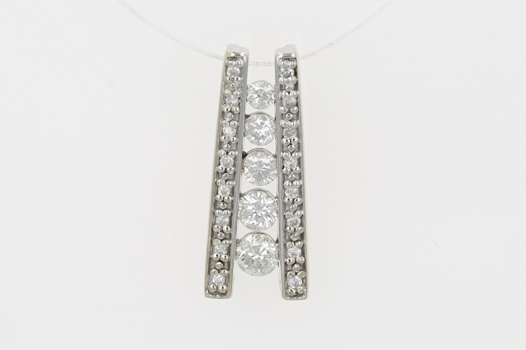 .66ctw Round Cut Diamond Channel-Set Ladder Pendant without Chain 14k ...