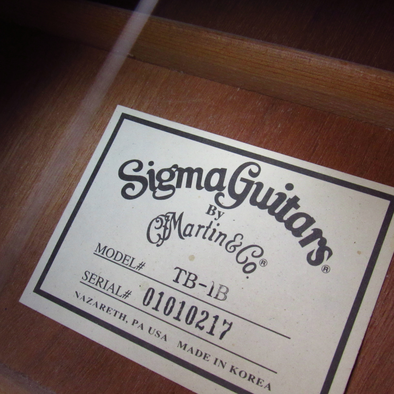 Sigma TB-1B 6-String Right-Handed Black Acoustic Guitar - Local Pick-Up ...