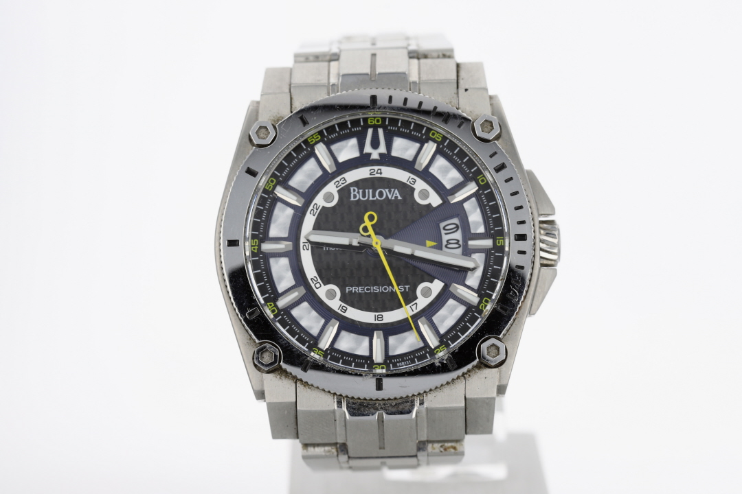 Bulova Precisionist Black Dial 47mm Quartz Stainless Steel Men's Wristwatch