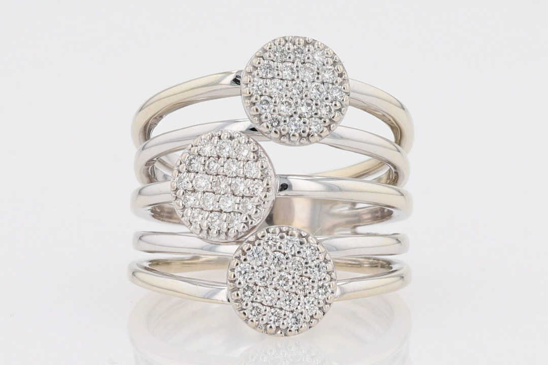 .57ctw Round Diamond Cluster Split-Shank Statement Ring 14k White Gold ...