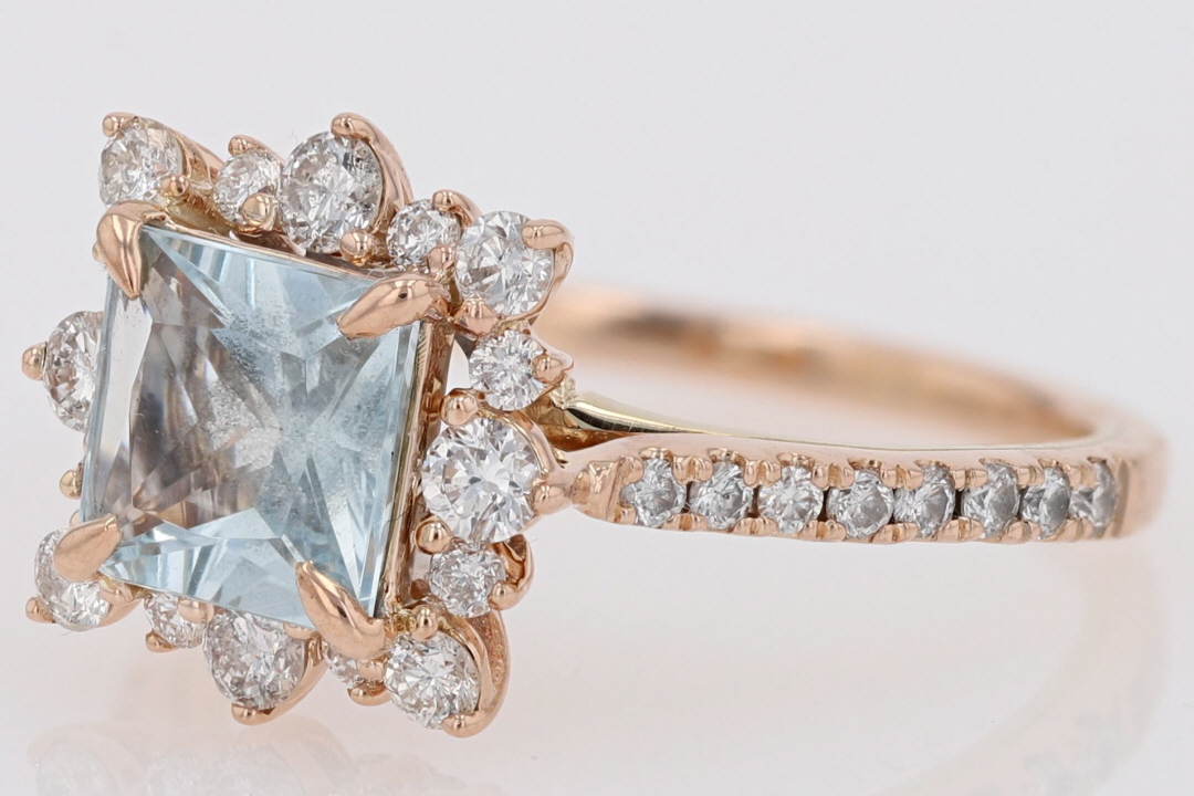 2.03ctw Cushion Aquamarine & Diamond Engagement Ring 14k Multi-Tone ...