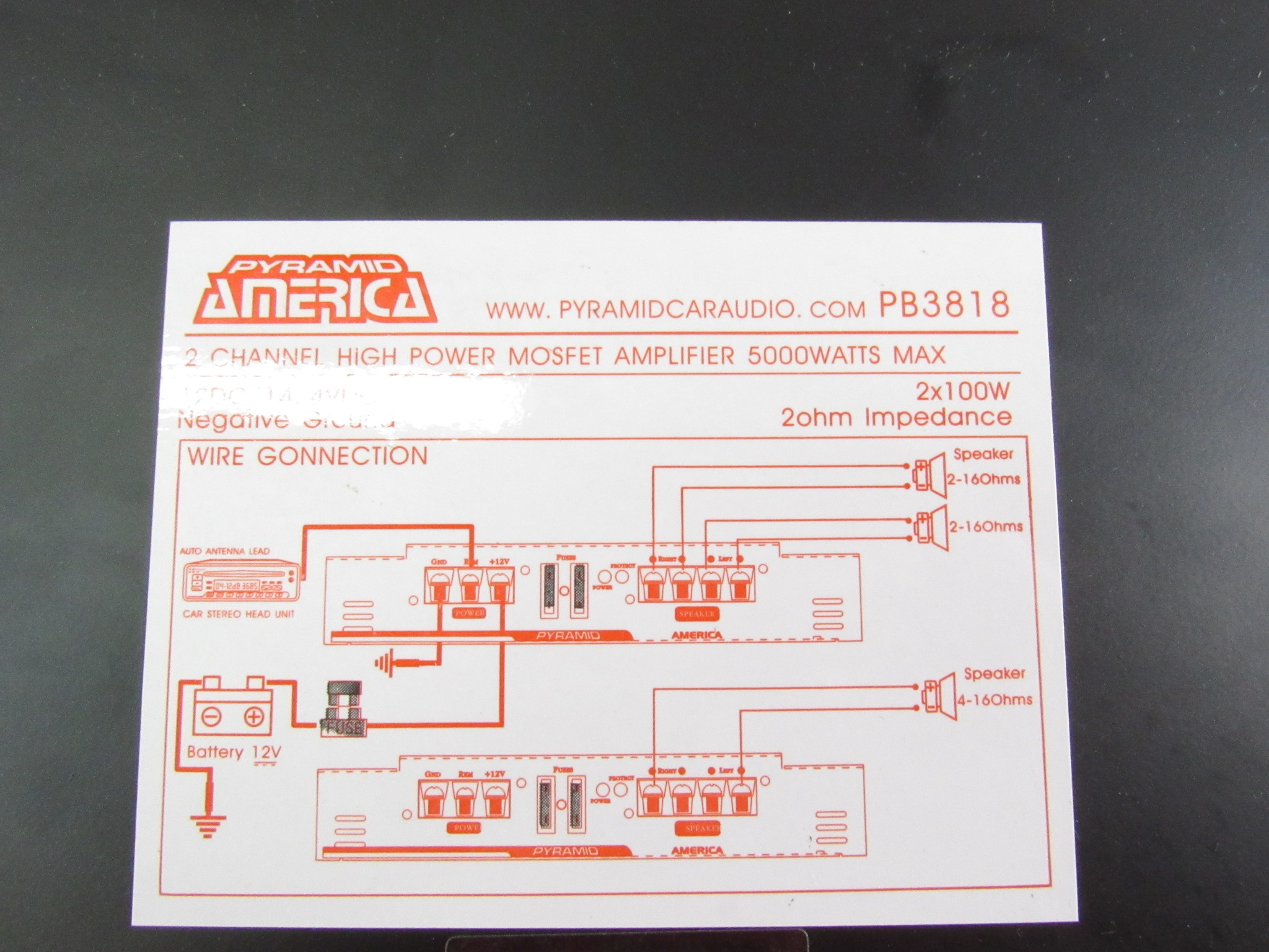 Pyramid America PB3818 2 Channel Car Stereo 5000W Bridgeable Amplifier