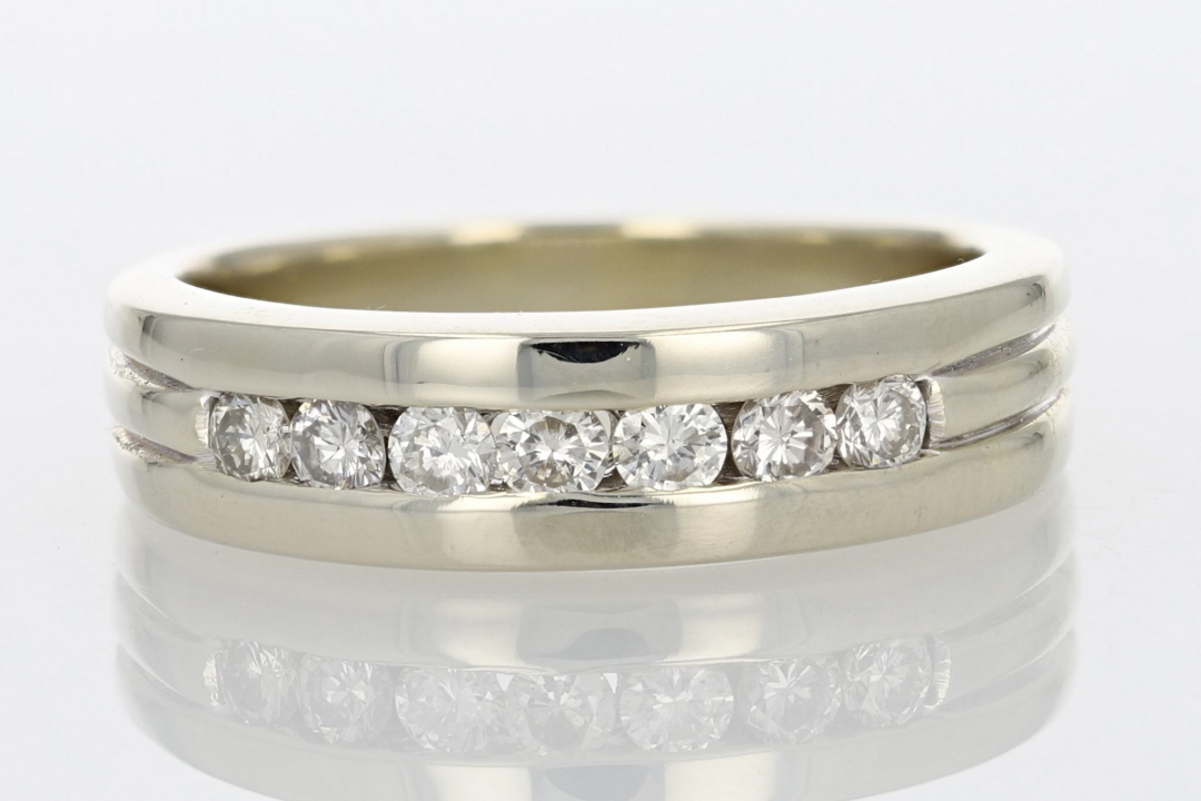 .56ctw Round Cut Diamond Channel-Set Wedding Band Ring 14k White Gold ...