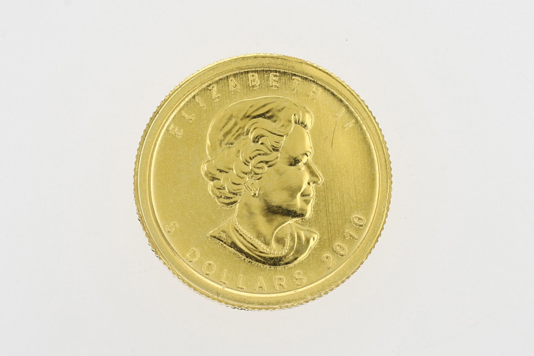 2010 Maple Leaf Elizabeth II $5 Canadian Coin 1 oz .9999 Fine Gold Bullion