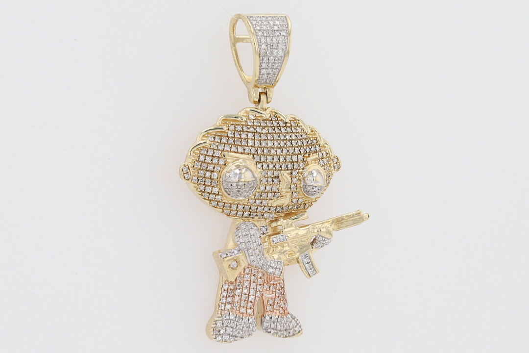 1.32ctw Round Diamond Stewie Griffin Family Guy Pendant no Chain 10k ...