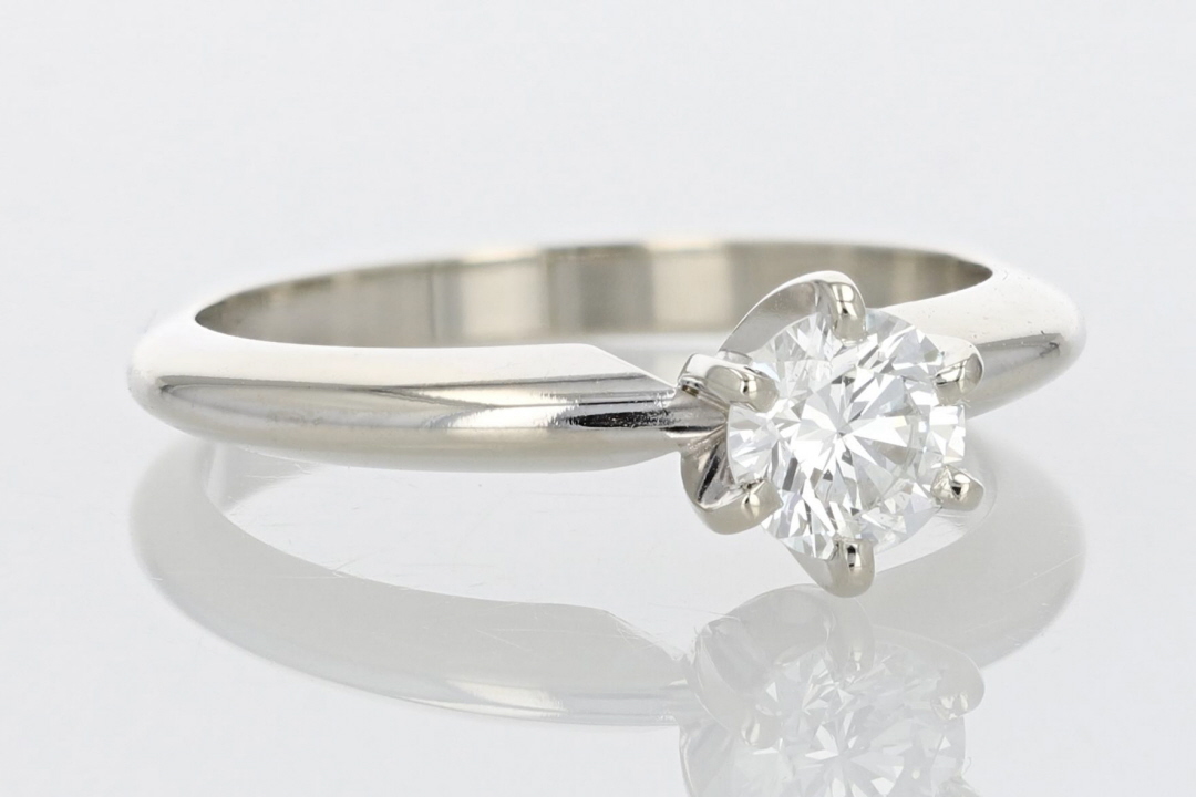 GIA® .53ct Round Cut Diamond Solitaire Engagement Ring 14k White Gold ...