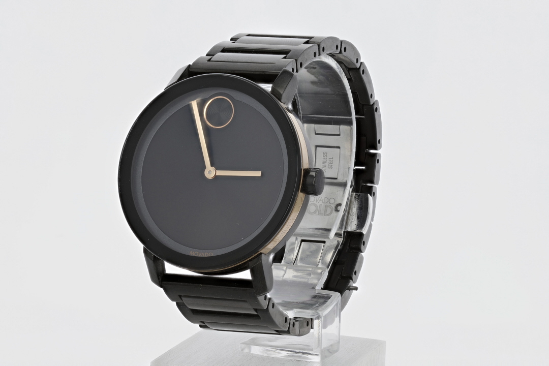 Movado Bold Black Dial 40mm Quartz Stainless Steel Men's Wristwatch