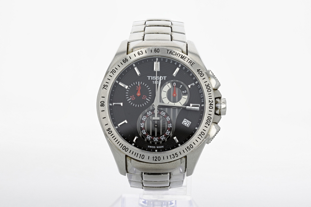 Tissot Veloci-T 42mm Black Dial Chronograph Stainless Steel Men's ...