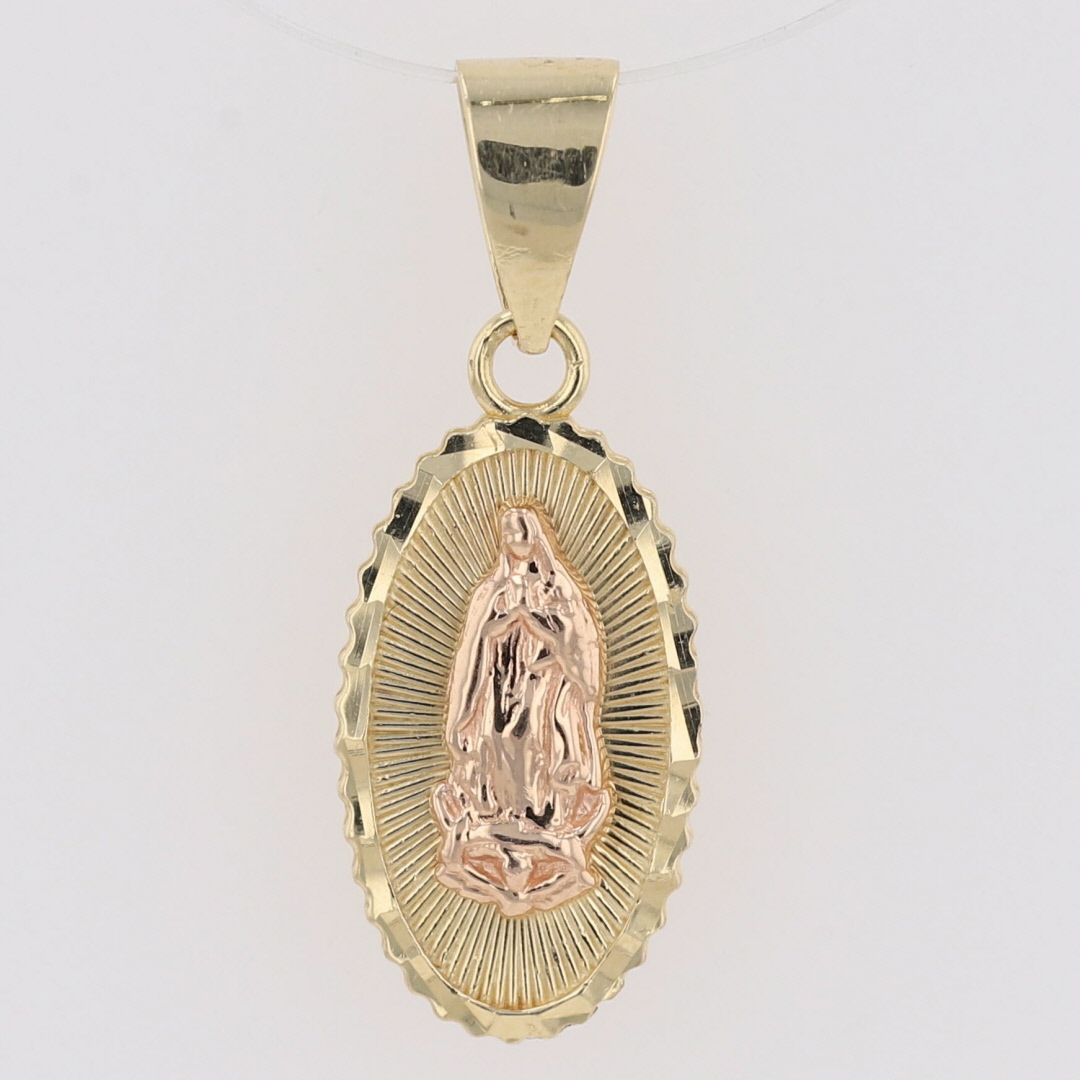 24.5mm Religious Oval Mary Pendant without Chain 14k Multi-Tone Gold 1. ...