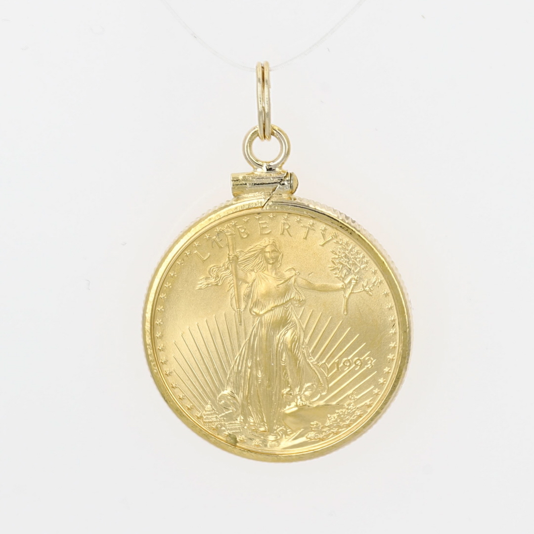 1993 $10 Gold Eagle Coin Framed Pendant without Chain 14k Yellow Gold 9 ...